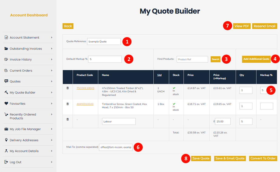 How to: My Quote Builder | FORT Builders' Merchant